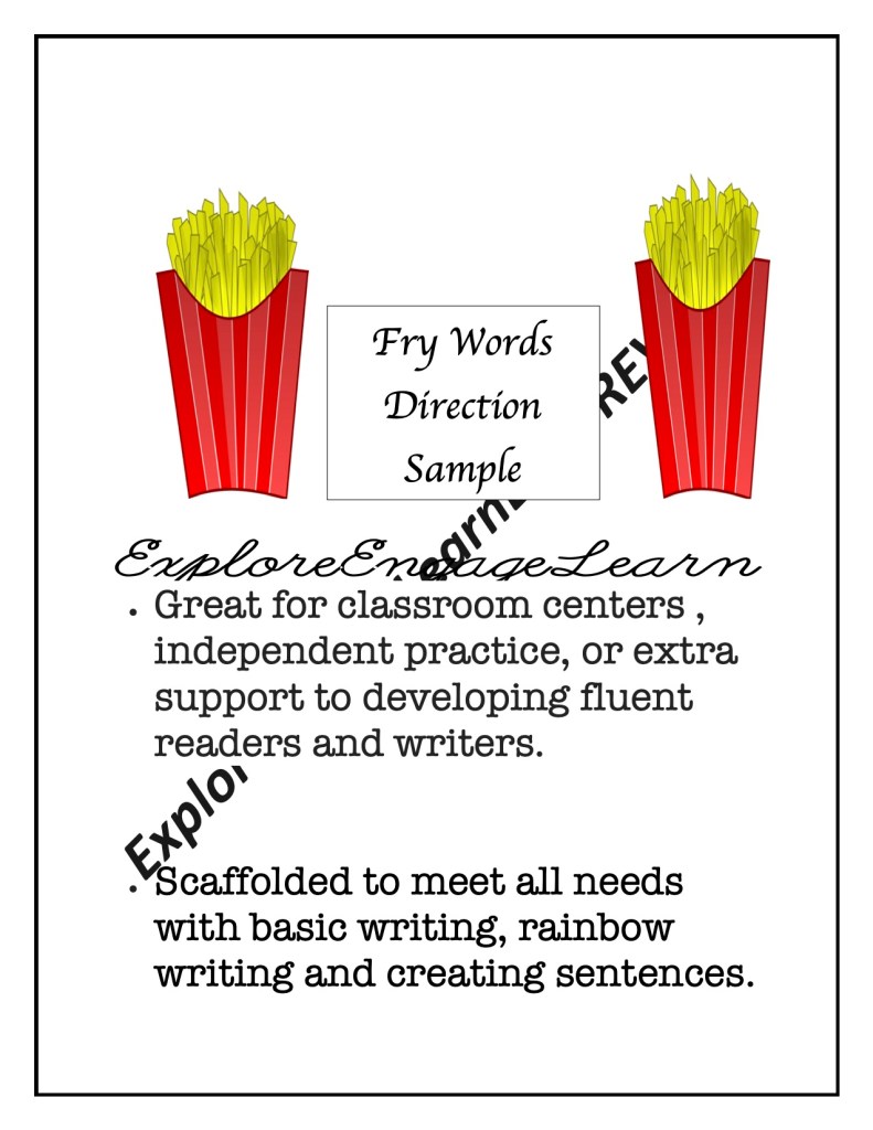 Fry Words 1-5 Writing practice – Explore Engage Learn LLC