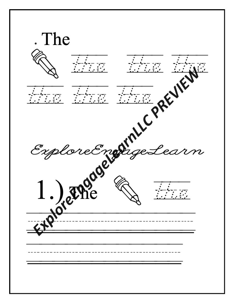 Fry Words 1-5 Writing practice – Explore Engage Learn LLC