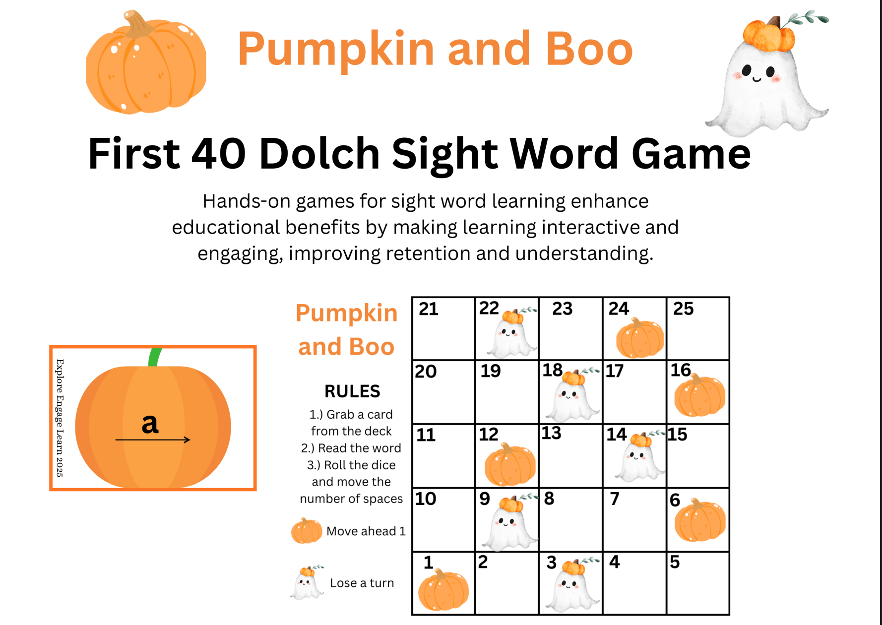 Sight Words: Dolch First 40 Words “Pumpkin and Boo Edition” – Explore ...